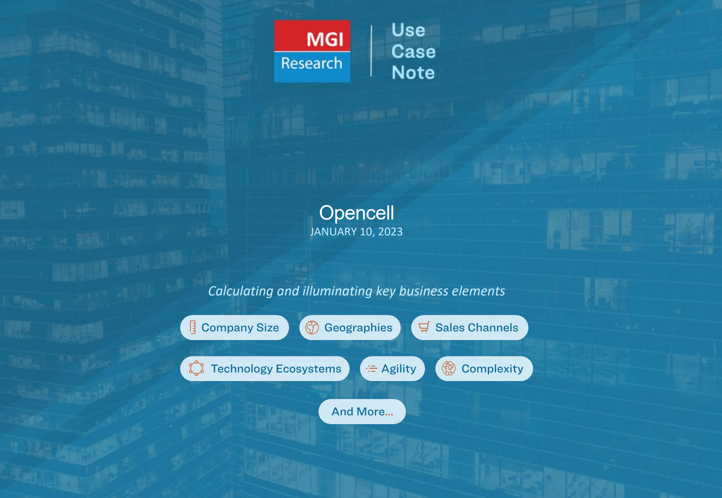 MGI Research Use Case Note on Opencell
